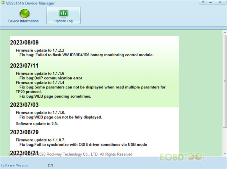 VNCI 6154A Firmware V1.1.2.2 Update